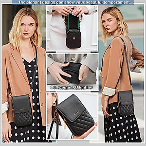 KINOUCHI Cell Phone Purse Small Crossbody Bags for Women - Leather Shoulder Handbag Wallet Messenger Bag for Travelling