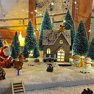 VARACL Funny Wooden Tiny House Ornaments, 25PCS Christmas Miniature Ornament Kits Decorations for Dining Room Tables, Unique Housewarming Gifts Ideas, Favors Christmas Decor Party Supplies