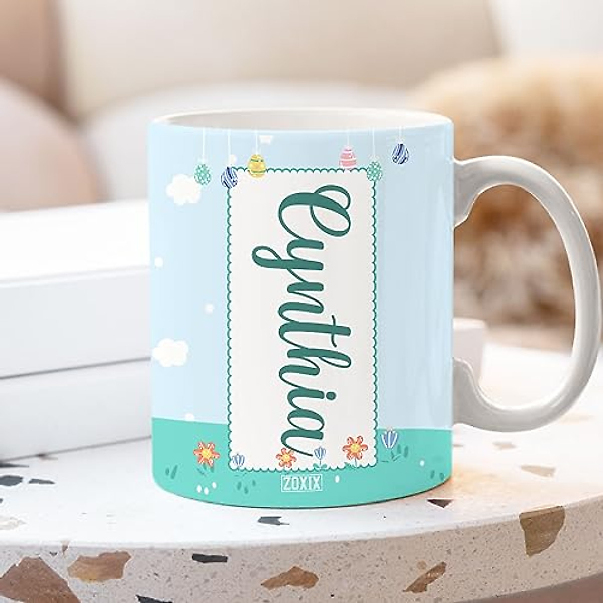 White Ceramic Coffee Mug Photo Mugs Personalized Picture Custom Name Birthday Easter Gifts For Women Friends Teen Girls Sisters Novelty Tea Cup Table Desk Accessories 11 And 15 Oz