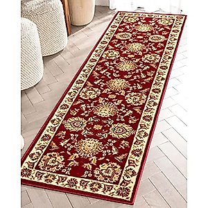 Sultan Sarouk Red Persian Floral Oriental Formal Traditional 2x7 (2'3" X 7'3") Runner Rug Stain/Fade Resistant Contemporary Floral Thick Soft Plush Hallway Entryway Living Dining Room Area Rug