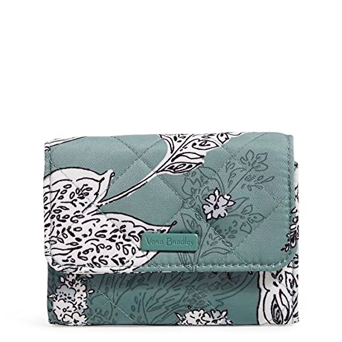 Vera Bradley Women's Performance Twill Riley Compact Wallet With RFID Protection, Tiger Lily Blue Oar, One Size
