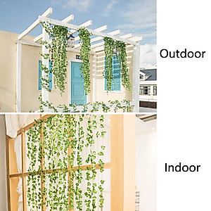 12 Pack Fake Vines for Room Decor Artificial Ivy Garland with Clip Green Flowers Hanging Plants Faux Greenery Leaves Bedroom Aesthetic Decor for Home Garden Wall Wedding