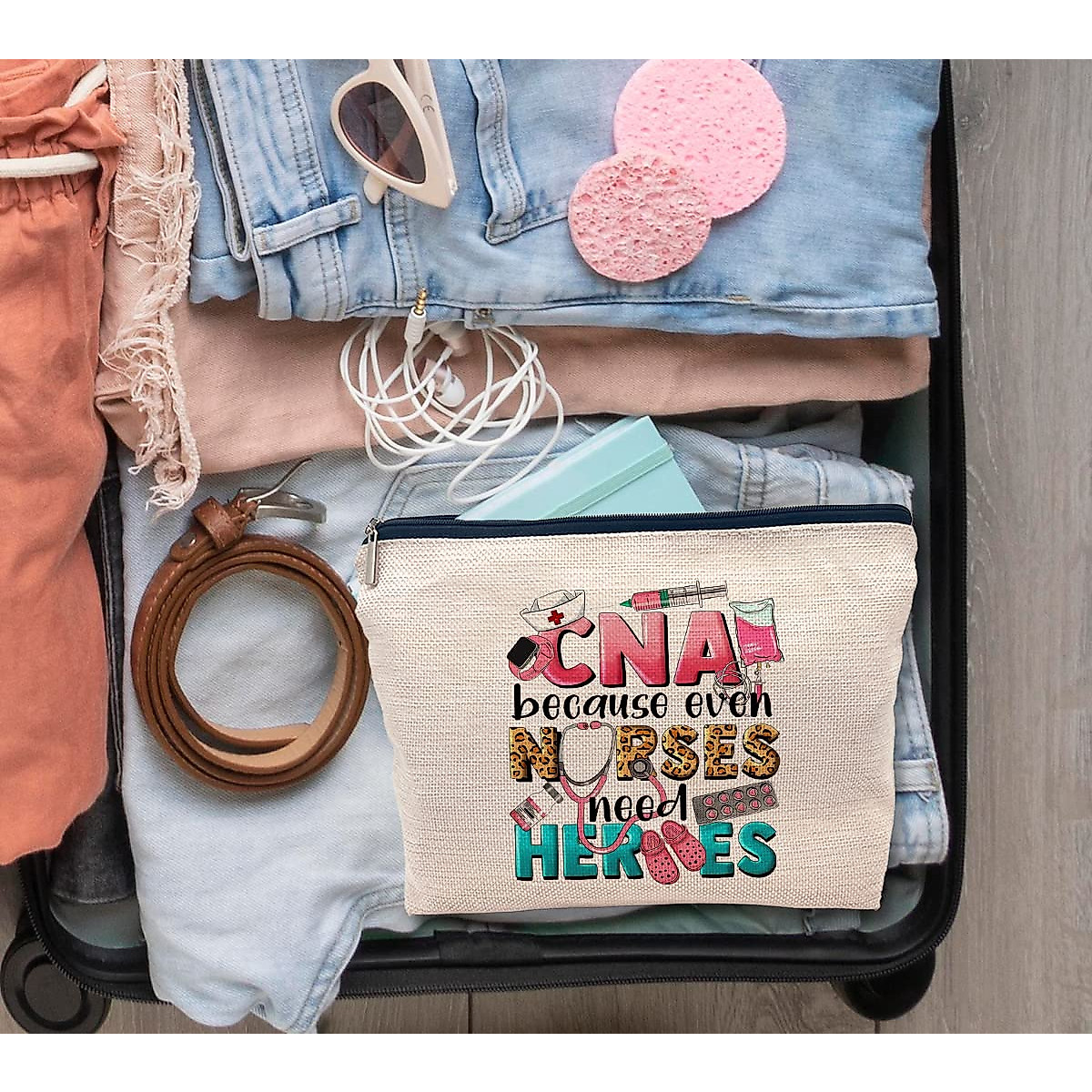 IWXYI Cna Bag,Western CNA Because Nurses Need Heroes Makeup Bag,Nurse Life Make up Bag