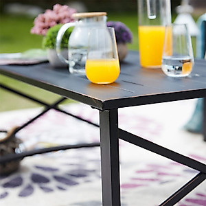 Patio Festival 5 Pieces Patio Conversation Set Wrought Iron Outdoor Furniture Deep Seating Metal Padded Cushion Sofa for Backyard Porch Poolside Balcony((Khaki)