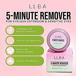 LLBA Lash Gel Remover for Professional Eyelash Extensions 10ml - Dissolves Powerful Eyelash Extension Glue - Low Irritation Cream for Sensitive Skin (for sensitive eyes)