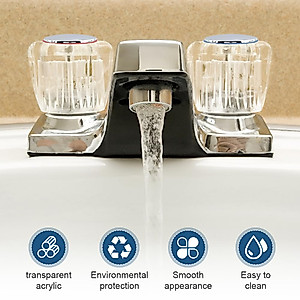 Parthan 2 pcs Faucet Handles with Screws, Transparent Acrylic Hot and Cold Faucet Replacement Handles Bathroom Sink Bathtub Faucet Knobs fits D-shaped Hot Cold Faucet Stems(COLOR:1 Red + 1 Blue)