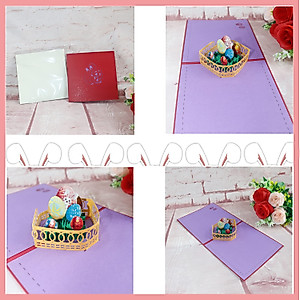 Lveofielygi Easter Pop Up Cards - 3D Greeting Card Funny for Kids,Bunny, Eggs Mountain, Inside