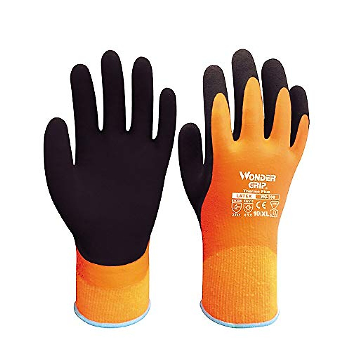 Wonder Grip Gloves WG-338 THERMO Plus Latex Waterproof Warm Thermal Lined Cold Winter Work Gloves (L)