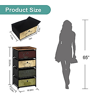 VASICAR Set of 2 Nightstands with 4 Drawers, Beside Table, Clothes Organizer, Storage Tower Unit, Small Fabric Dresser for Bedroom, Living Room, Closet, Entryway, Hallway, Nursery