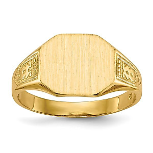IceCarats 14K Yellow Gold Custom Engraved Signet Ring Handmade Personalized Monogram Initial Letter Band Size 6.00