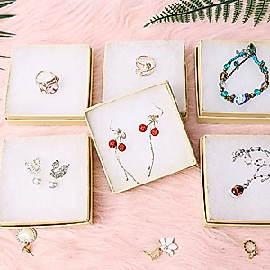 batifine Jewelry Gift Boxes Small Necklace Earring Gift Box for Women Girls Ring Bracelet Cardboard Box with Cotton Filled and Lids,3.5x3.5x1 inch 40 Pack (Brown)