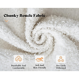 AMERLIFE Sofa, 86 Inch Modern Couch with 4 Throw Pillows, 3 Seater Couch for Living Room, Offwhite Boucle Upholstered Sofa