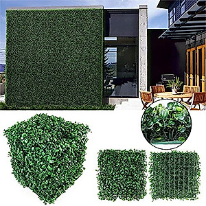 Boshen Pack of 10 PCS 10" x 10" Artificial Grass Green Wall Backdrop Panels 6.89 SQ Ft UV Protected Thickened Faux Boxwood Privacy Hedge Panels Decoration for Party Wedding Backyard Indoor Outdoor