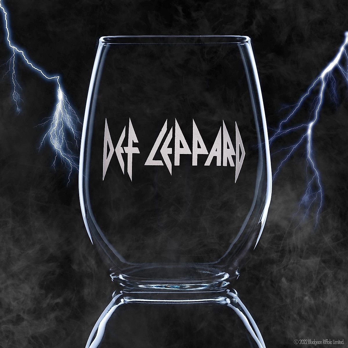 DEF LEPPARD Logo Etched Stemless Wine Glass - Officially Licensed, Premium Quality, Handcrafted Glassware, 15oz. - Perfect Collectible Gift for Rock Music Fans & Band Lovers