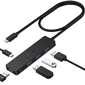 Aceele 5 Port USB 3.0 USB Type C Hub, Ultra-Slim with 2ft Extended Cable, 5 Gbps SuperSpeed, Micro USB Charging, for 2020 MacBook Pro, Surface Pro 7, Samsung S21, and Other USB C Devices