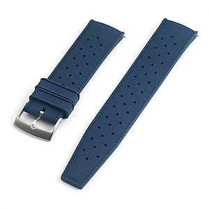 StrapHabit Quick Release Tropical Style FKM Rubber Watch Strap Band 18mm, 19mm, 20mm, 21mm, 22mm (Blue, 22mm)