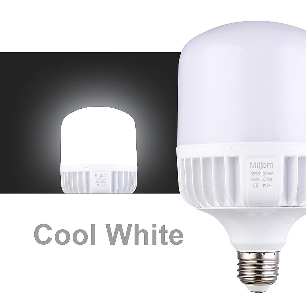 VELNEX High Watt LED Bulbs 250W-300W Equivalent, 35W bright White 6000K High Intensity Shop Light, 3675 Lumens LED Commercial for Garage,Area Light, Warehouse Backyard Office etc.(2 Pack)