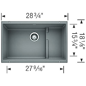 BLANCO, Metallic Gray 519452 PRECIS CASCADE SILGRANIT Undermount Kitchen Sink with Colander