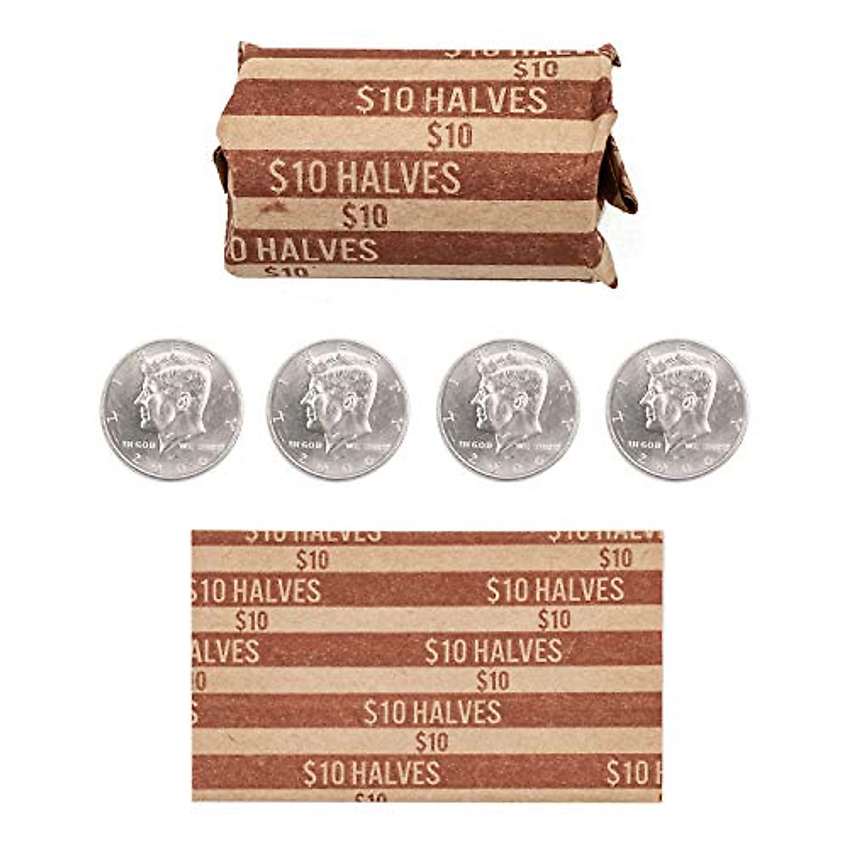 Half Dollar Coin Wrappers, 100 Flat Striped Coin Wrappers