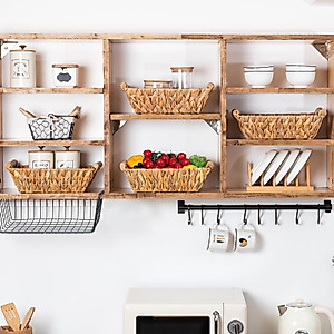 OEHID Small Wicker Baskets for Organizing, Water Hyacinth Wicker Baskets, Wicker Storage Basket, Pantry Baskets with Handle for Toilet Tank Paper Basket, 4 Pack