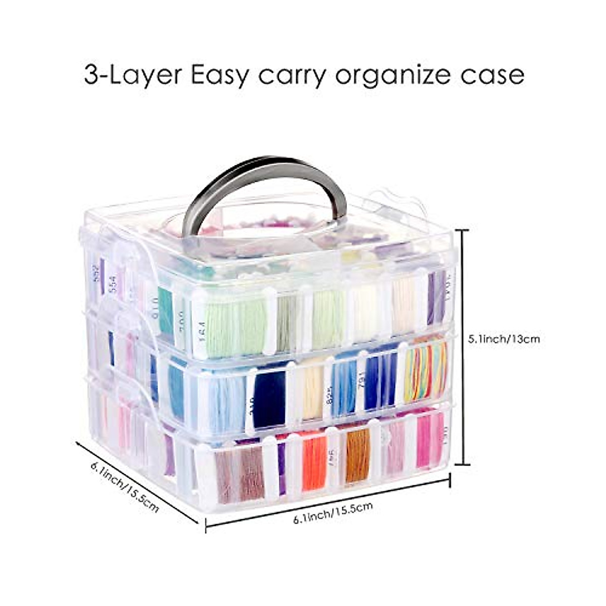 Caydo 313 PCS Box Embroidery Kit with Organizer, 216 Color Threads, 4 Aida Cloth, 6 Embroidery Hoops, Cross Stitch Tools and Instructions for Adults Beginners Christmas Gift