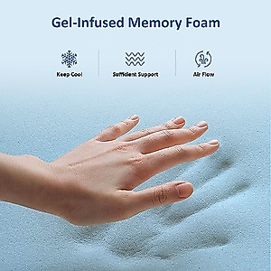 Twin Mattress Topper 2 Inch Gel Infused Cozary Memory Foam Cooling Bed Pad High Density Firm Mattress Pad for Pain Relief with Removable & Washable Cover for Bedroom and RV