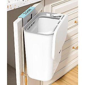 Sooyee 3 Pack 12L/3.2 Gal Kitchen Compost Bin for Countertop or Under Sink, Hanging Small Trash Can with Lid for Cupboard/Bathroom/Bedroom/Office/Camping,Compost Bucket White