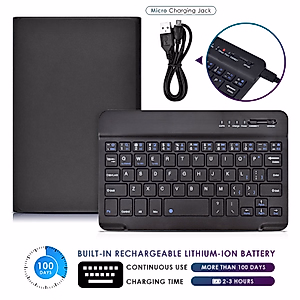 DETUOSI Keyboard Case for Samsung Galaxy Tab A 8.0" 2019 (SM-T290/T295/T297) +Pencil Holder, Detachable Wireless Bluetooth Keyboard Leather Folio Cover for Samsung Galaxy Tab A 8.0" Case with Keyboard