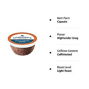 Cameron's Coffee Single Serve Pods, Light Roast, Flavored - Highlander Grog, 12 Count (Pack of 6)