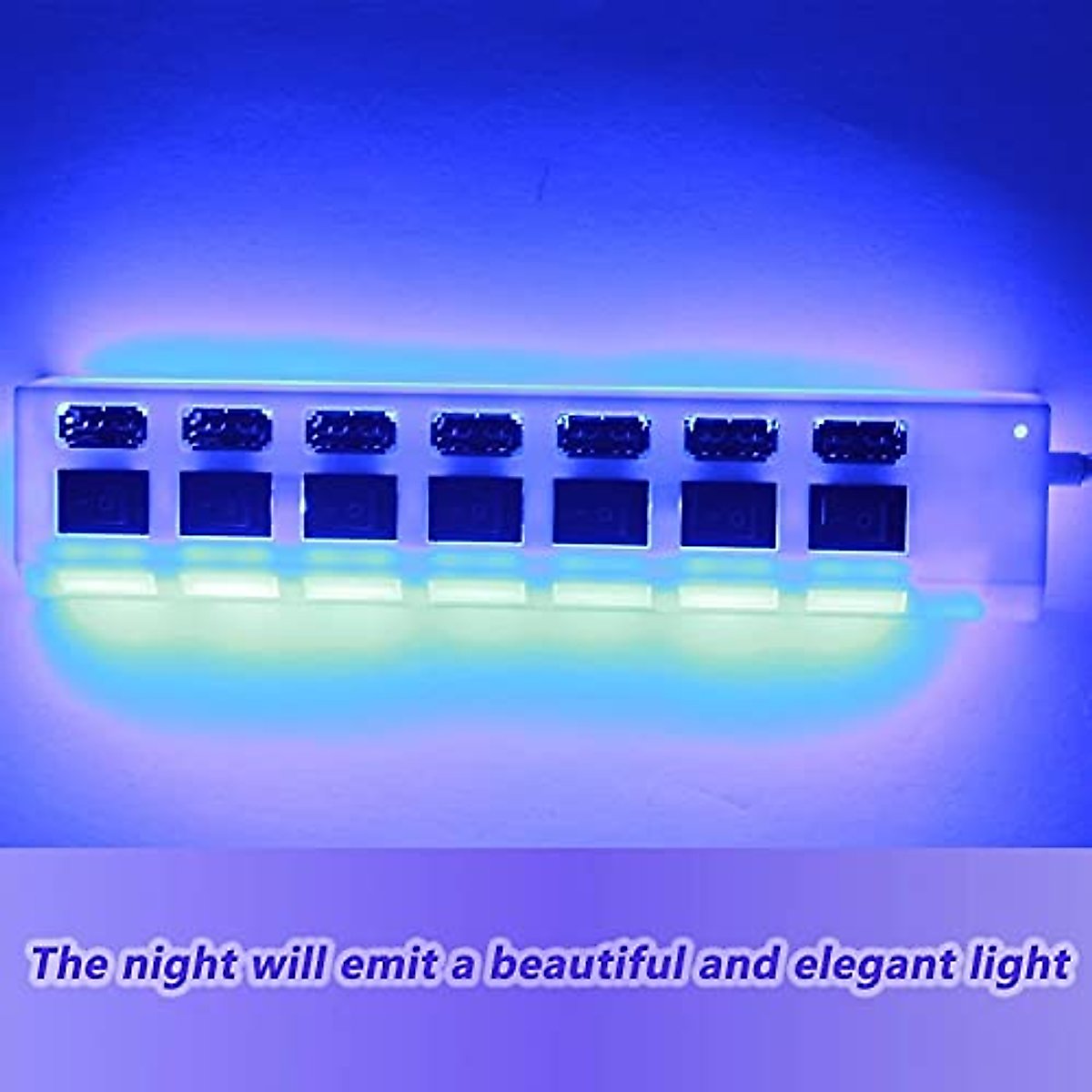 CUJUX USB Power Adapter 7 Port Multiple Expander 2.0 USB Hub with Switch for PC Multi-Interface (Color : Black)