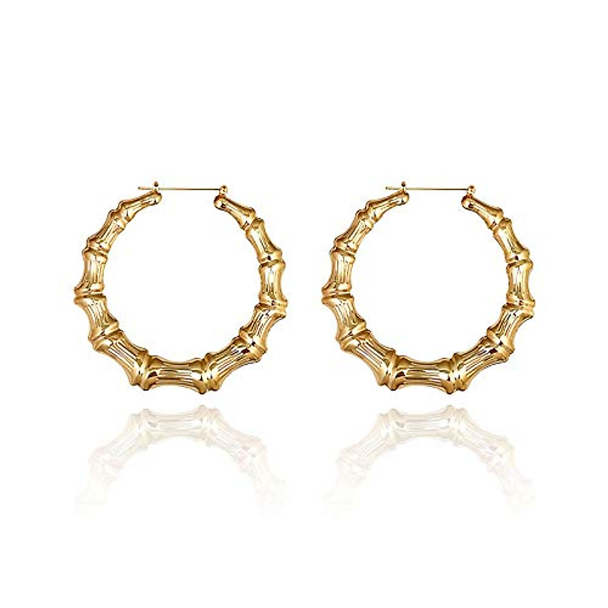 Bamboo Earrings for Women 90s/80s Heart Hoop Earrings Y2k Hip Hop Fashion Jewelry Gifts 2 Pairs