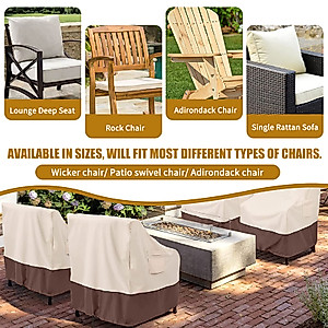 Simpelg Patio Chair Covers For Outdoor Furniture Waterproof 2 Pack,600D Heavy Duty Oxford Chair Covers For Outdoor Furniture, Outdoor Patio Covers 40"W x 37"D x30"H (2 Pack-Beige/Brown-Large)