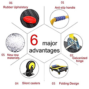 Foldable Platform Truck,Platform Hand Truck is Foldable with Swivel Casters and High Capacity for Loading and Storage,for Home, Garage, Office (Color : Thickened, Size : 73 * 48cm)