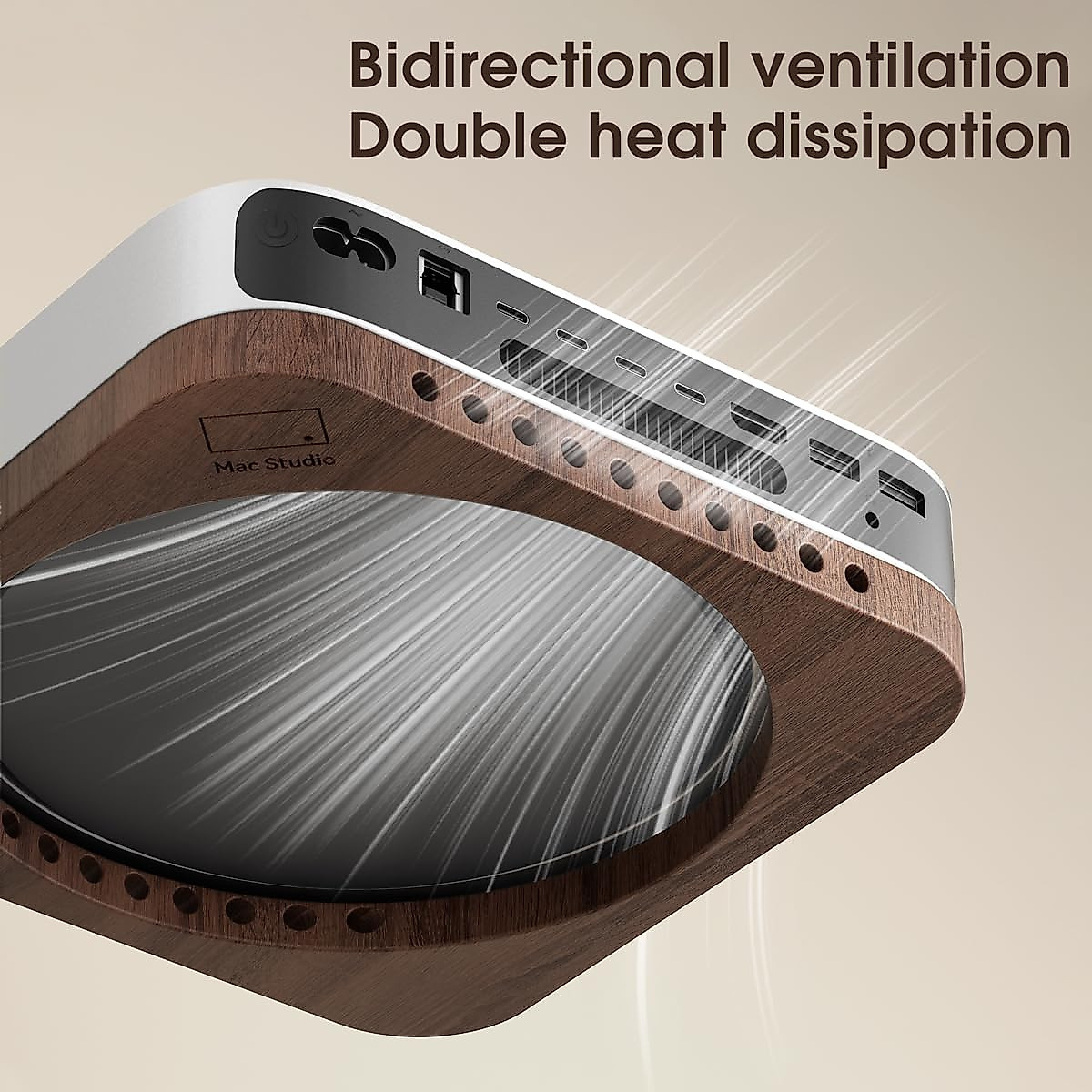 HEWYIOS Black Walnut Desktop Stand is Suitable for Mac Mini and Mac Studio, and The Heat Dissipation and dust Proof Base is Suitable for M1 M2 Host Accessories (Second Generation Upgrade Anti Slip)