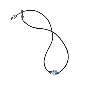 Tahitian Black Pearl on Brown Leather Chain