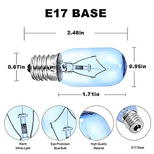 LCMLA 297048600 Refrigerator Light Bulb Compatible with Frigidaire Kenmore Whirlpool KitchenAid Electrolux Replacement 241552802 AP3770086 AP3867287 AH976993 T8 40W E17 Refrigerator Light Bulb 1 Pack