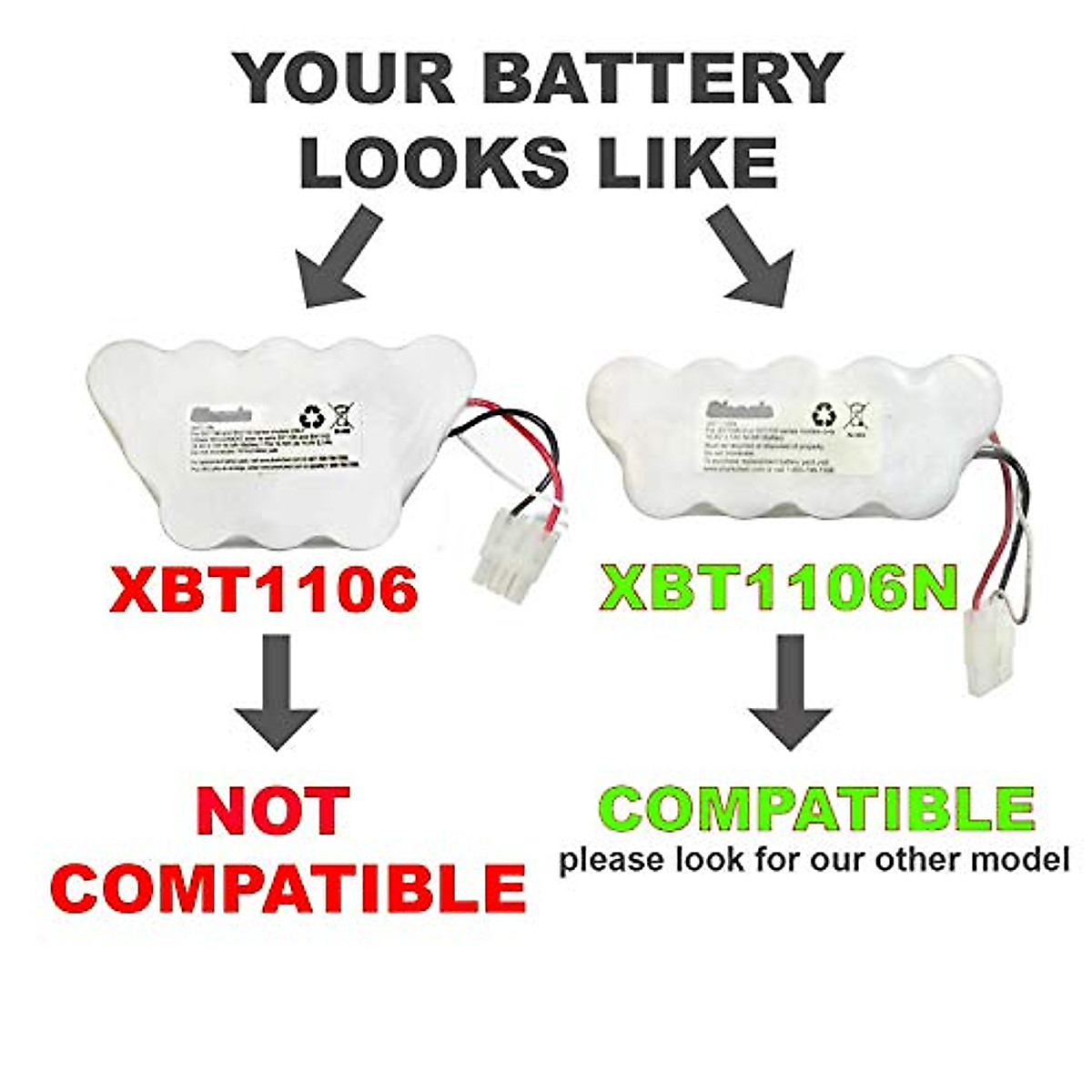 XBT1106N SV1110 SV1106N SV1110N SV11O6N SV116N Shark Battery 10.8v 2000mAh Ni-MH Floor and Carpet Sweeper Replacement
