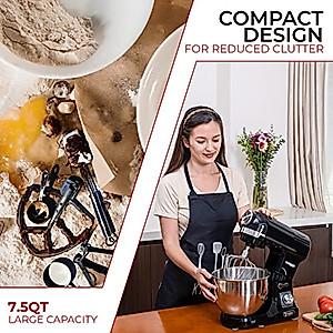 Shiinobi 6 in 1 Black Stand Mixer |500W Electric Mixer with 5 Liter Stainless Steel Bowl, 1.5 Liter Glass Jar |Kitchen Mixer with Hook, Whisk & Beater