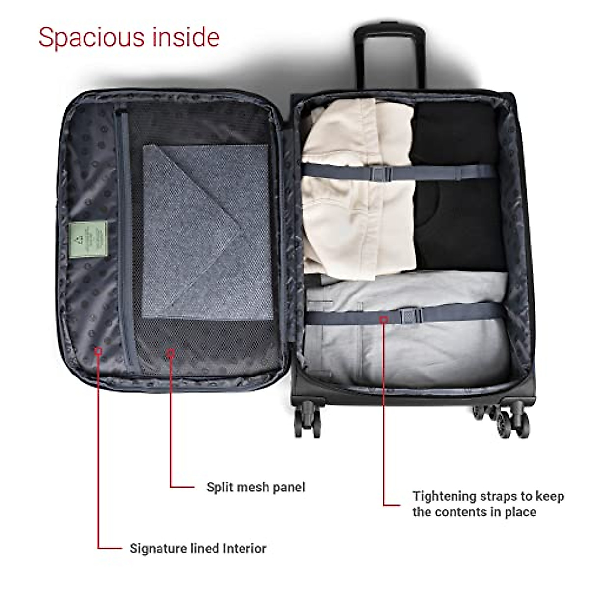 BUGATTI Reborn Collection 28 Inch Spinner Luggage for Airplanes, Large Expandable Suitcase with 360-Degree Spinner Wheels, Retractable Handle, Black