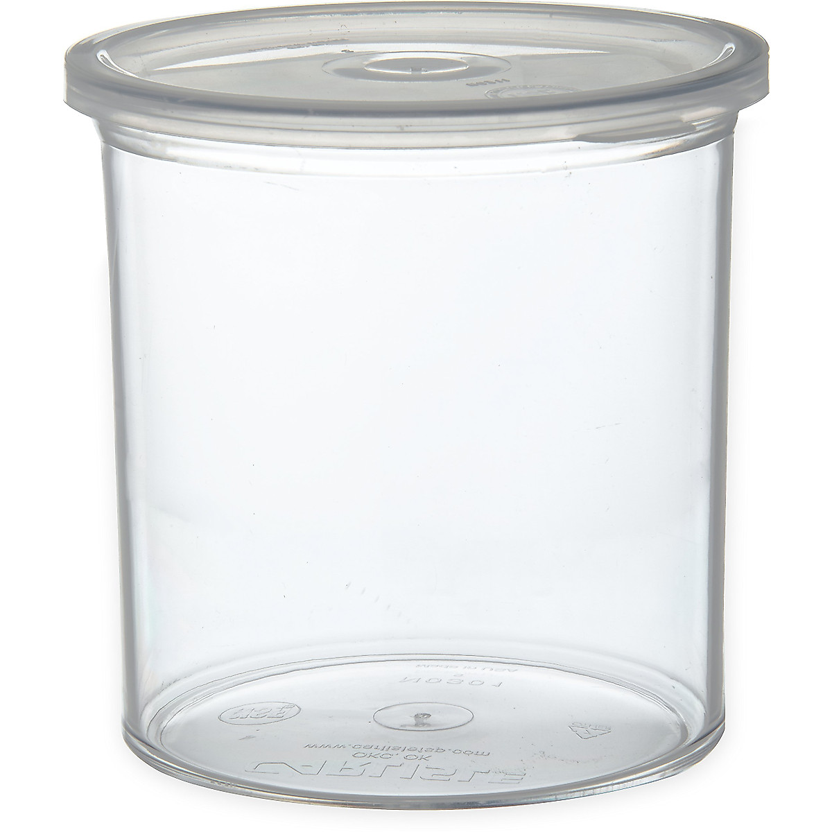 Carlisle FoodService Products Classic Round Storage Container Crock with Lid for Kitchen, Restaurants, Home, Plastic, 1.2 Quarts, Clear