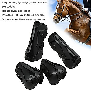 GLOGLOW 4Pcs Horse Tendon Boots, PU Shell Open Front Boots and Horse Hind Leg Brace Boots for Jumping Trail Riding Shock Absorbing