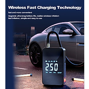 AT1nTen Tire Inflator Portable Air Compressor, Electric Air Pump for Car Tires,Digital Cordless with Gauge Emergency LED Light,Power Bank, 12V DC Faster Inflation Motorcycle Bicycle Auto Shut-Off