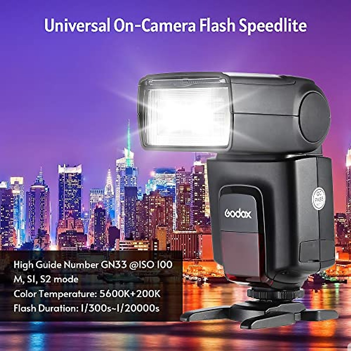 GODOX TT520ⅡUniversal On-Camera Flash Electronic Speedlite + AT-16 2.4G Wireless Trigger Transmitter Guide Number 33 S1 S2 Modes Replacement for Canon Nikon Pentax