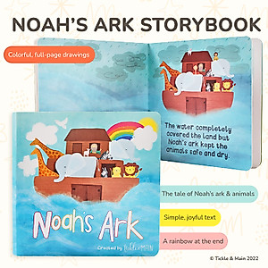 Tickle & Main Noahs Ark Toy Gift Set, 5-Piece Set Includes Book, Hooded Towel, & 3 Squirt Toys for Toddlers & Kids