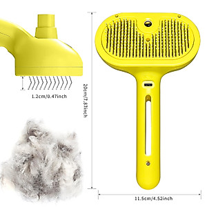 CityinSky Cat Brush for Shedding - Pet Hair Removal Comb with Water Tank, Steam Brush, Cat Bath Brush, Dog Brush - Yellow