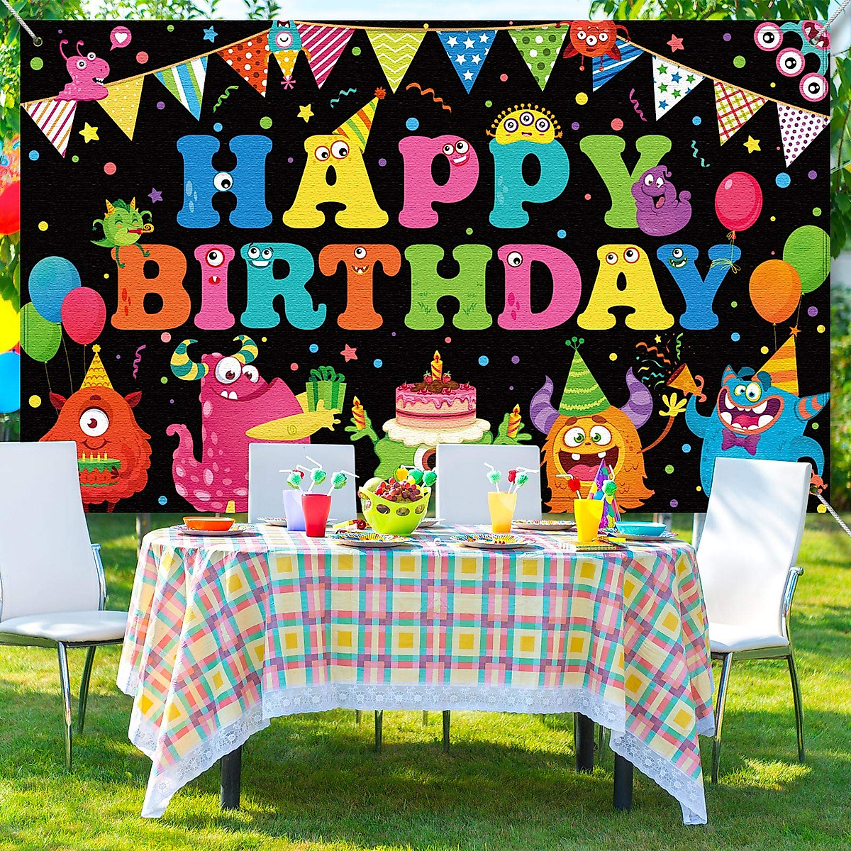 Birthday Backdrop Birthday Party Photography Background Decorations Happy Birthday Backdrop Banner Cake Table Banner for Baby Shower Party Supplies Photo Booth Props