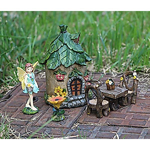 BangBangDa Miniature Fairy Garden Accessories Outdoor - Small Fairies Figurines Items Fairy House Table Chair Set Fairy Garden Fairies Kit for Kids Fairy Figures Mini Garden Ornaments
