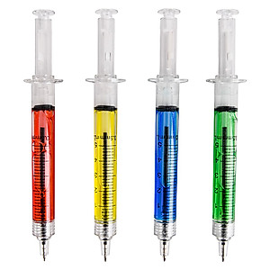 Bedwina Syringe Pens - (Bulk Pack of 24) Retractable Fun Multi Color Novelty Pen for Nurses, Nursing Student School Supplies, Birthdays, Stocking Stuffers and Toy Party Favor Gifts