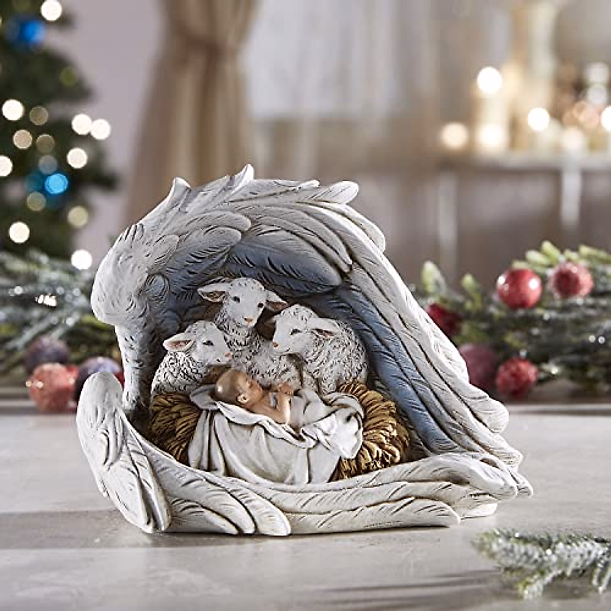 Avalon Gallery Advent and Christmas Resin Figurine, 6.25x 3.25x 5, White, Gray, Tan