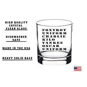 Rogue River Tactical Funny Foxtrot You Acronym Old Fashioned Whiskey Glass Gag Gift For Military Veteran Active Duty